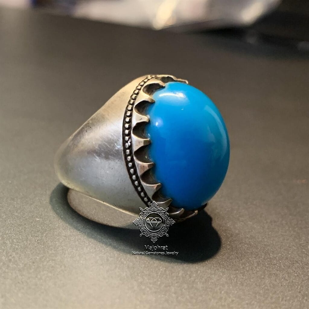 Dark Blue Rare Turquoise - Handmade Nishaburi Feroza Ring